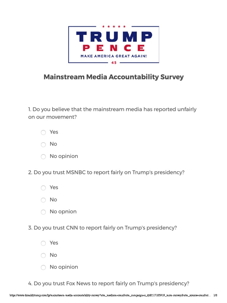 Mainstream Media Accountability Survey - Donald J Trump For President ...