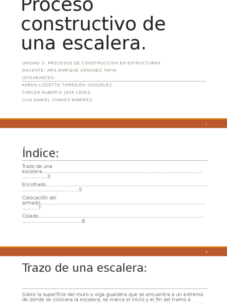Proceso Constructivo de Una Escalera | PDF | Ingeniería de Edificación | Science