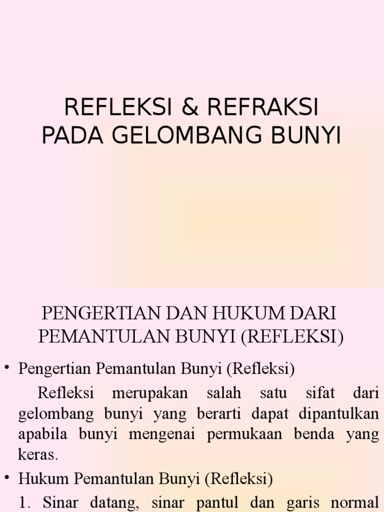 Refleksi dan Refraksi Gelombang Bunyi | PDF