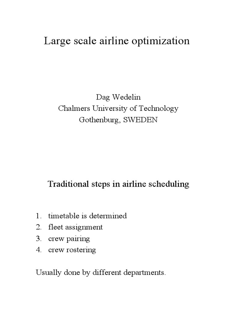 Airline Optimization | PDF | Scheduling (Production Processes ...