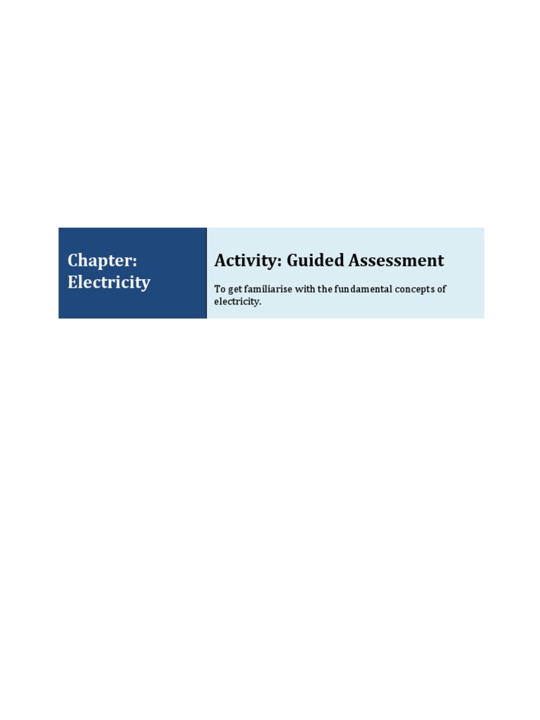 Electricity: Activity: Guided Assessment | PDF