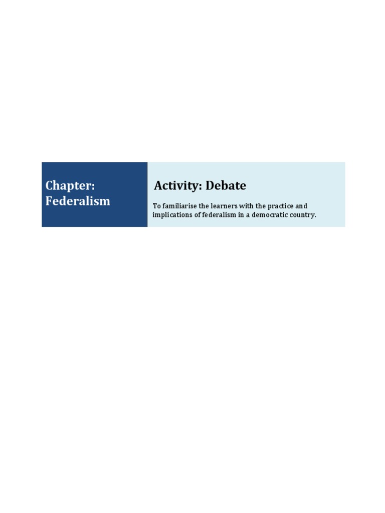Federalism: Activity: Debate | PDF | Educational Assessment | Learning