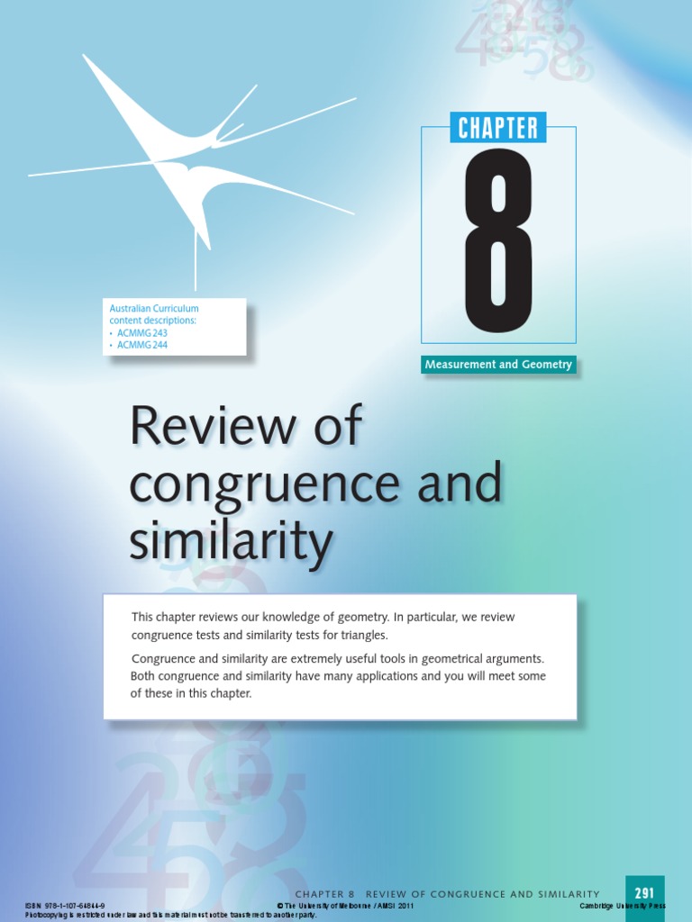 Chap 8 Review of Congruence and Similarity PDF | PDF | Rectangle | Triangle