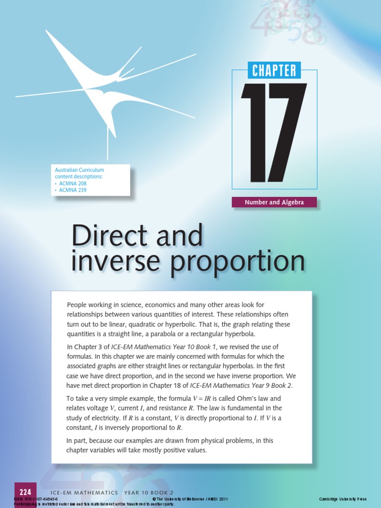 Chap 17 Direct and Inverse Proportion PDF | Download Free PDF | Speed ...