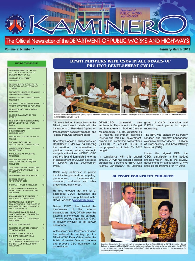 Kaminero Newsletter Jan-Mar2011 | PDF | Public–Private Partnership | Blouse