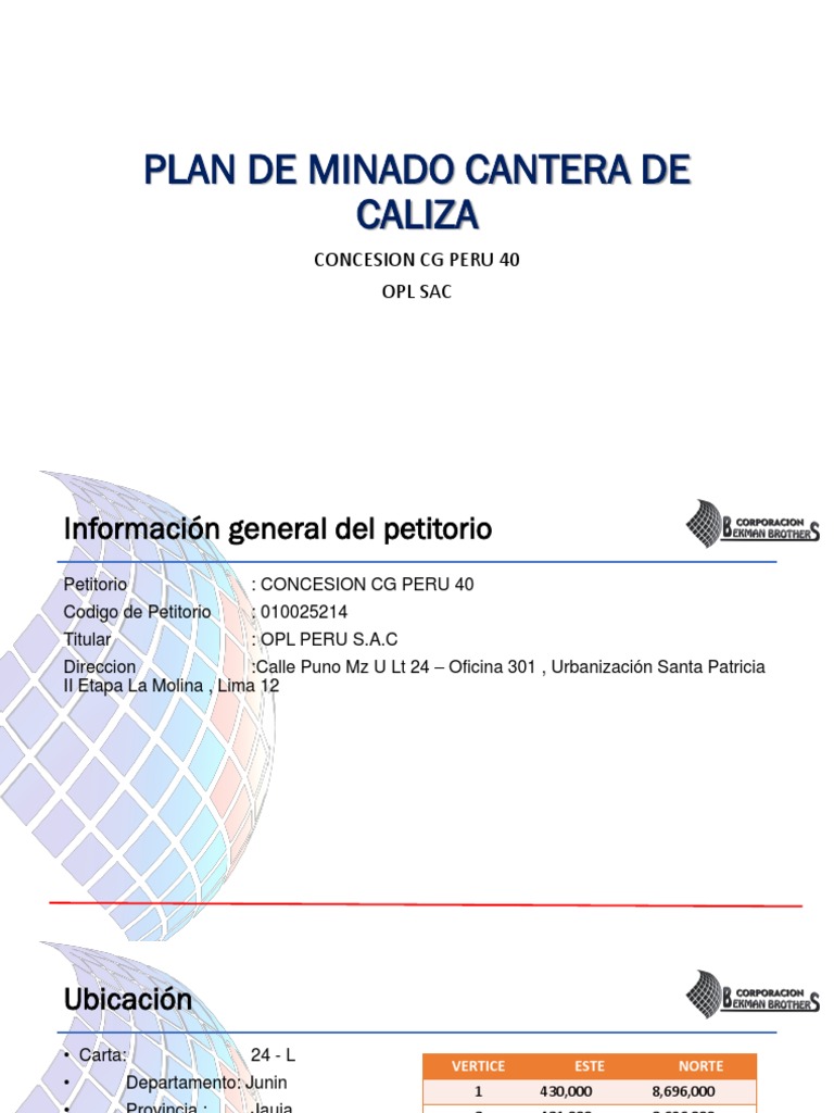 Plan de Minado Cantera de Caliza | Descargar gratis PDF | Perú | Geología