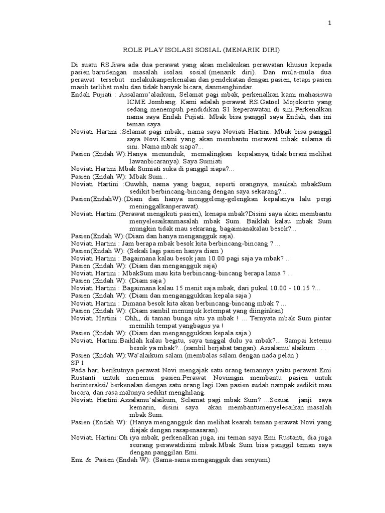 Dialog Role Play Isolasi Sosial | PDF