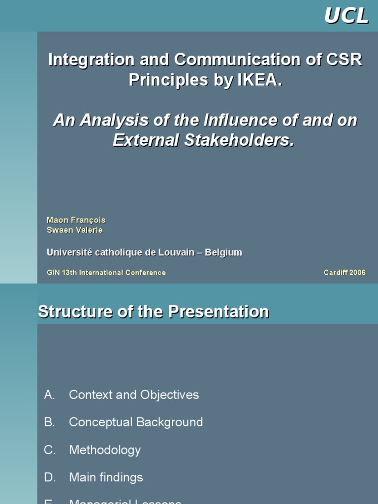 Integration and Communication of CSR Principles by IKEA | PDF ...