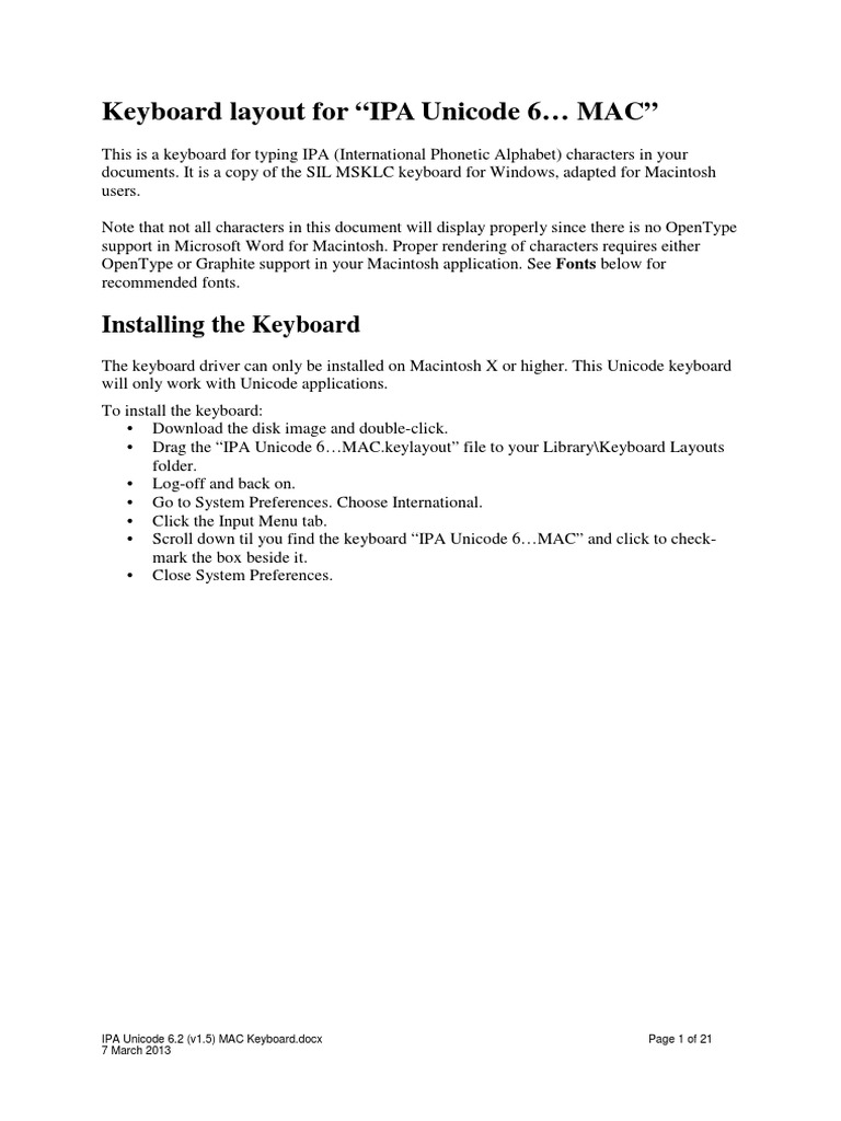 IPA Unicode 6.2 (v1.5) MAC Keyboard PDF | PDF | Phonology | Phonetics