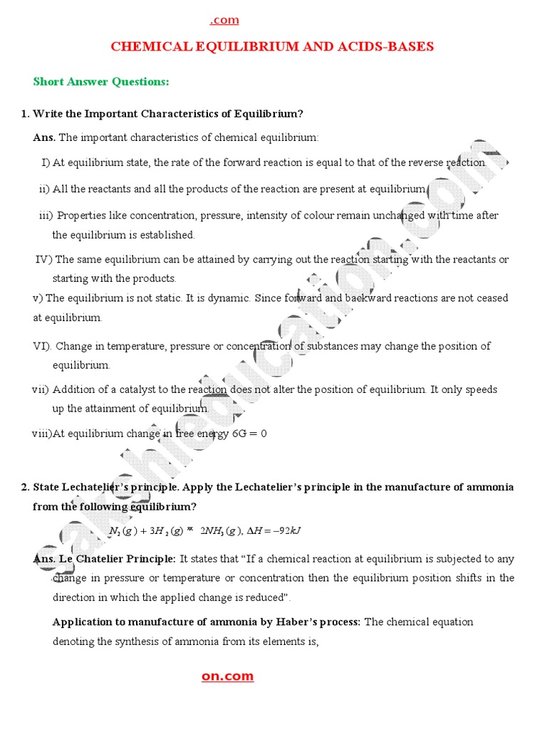 07 Chemical Equilibrium and Acids Bases | PDF | Chemical Equilibrium | Buffer Solution