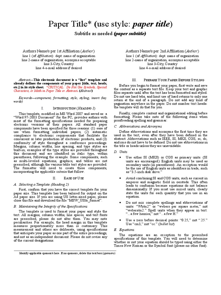 Paper Template June15 | PDF | Citation | Bracket