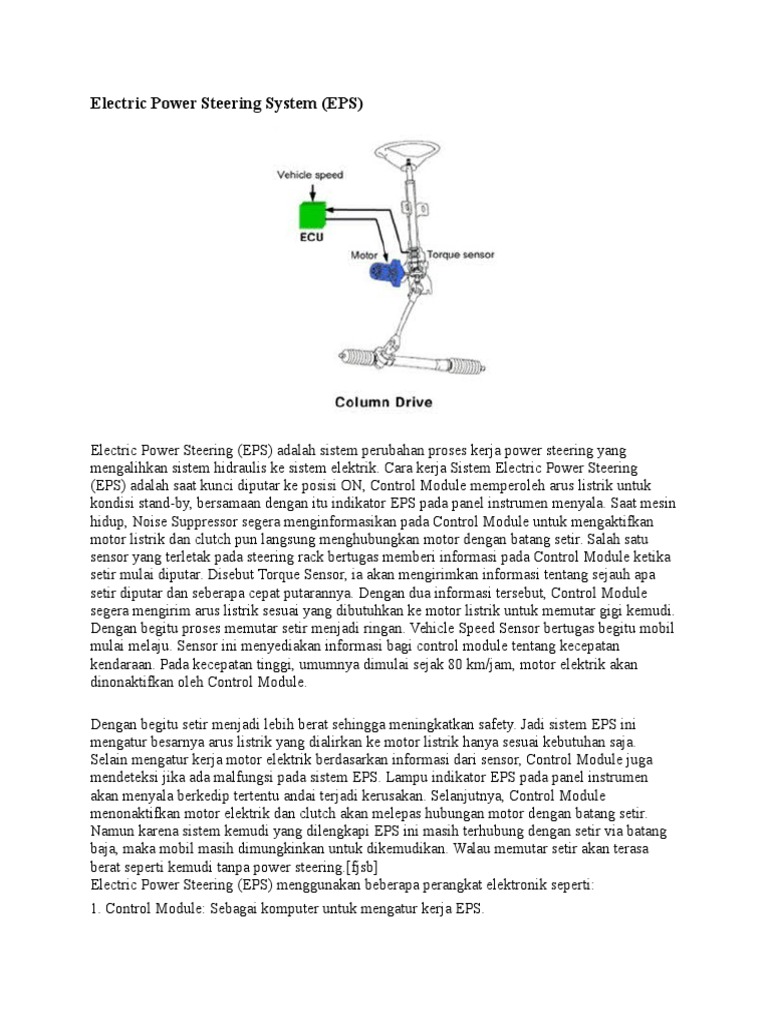 Sistem Kemudi Listrik Eps Cara Kerja Dan Komponen Pdf