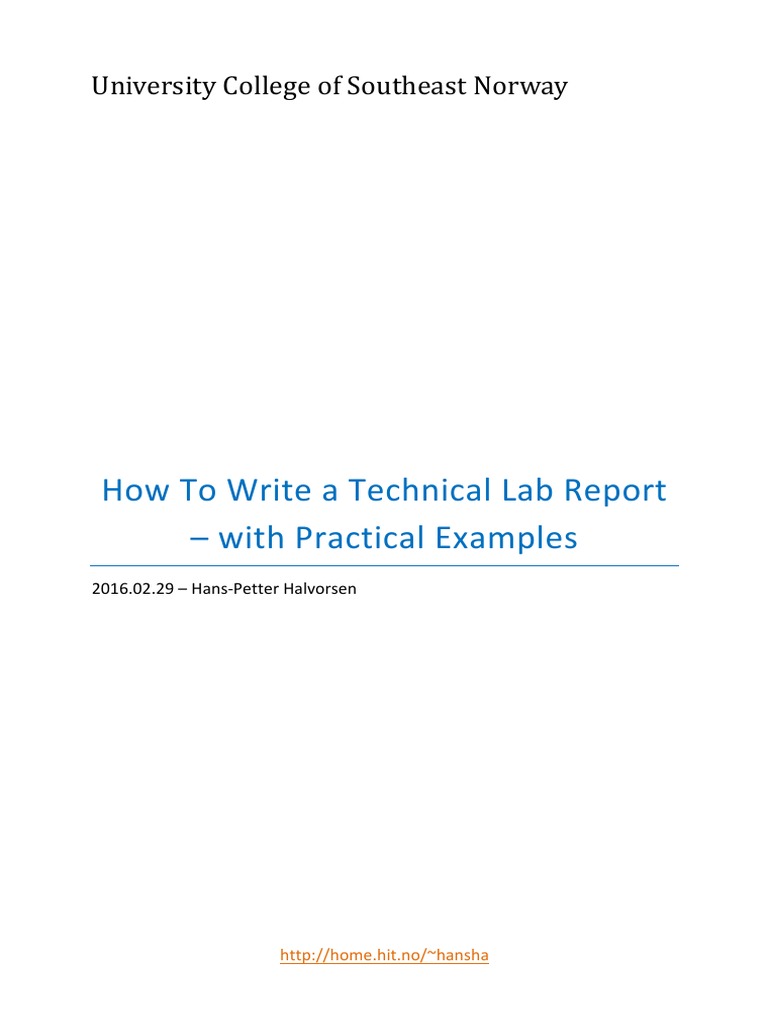 How To Write A Technical Lab Report - With Practical Examples | PDF ...