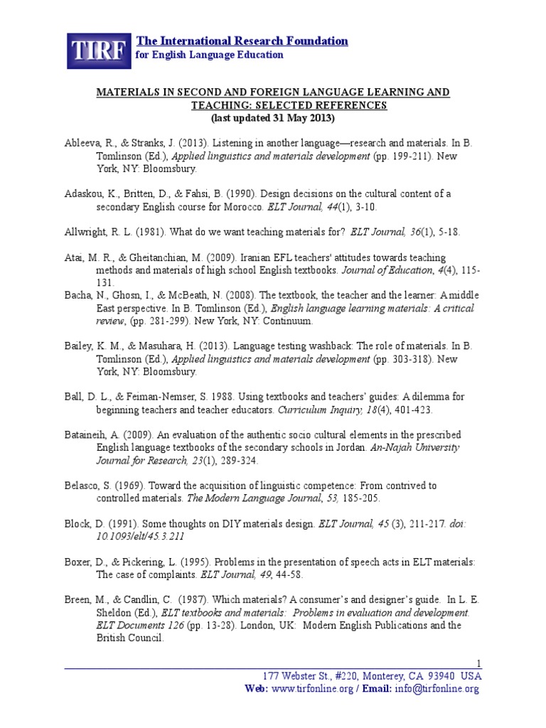 Materials 2nd Foreign Language Learning Teaching | PDF | English As A Second Or Foreign Language ...