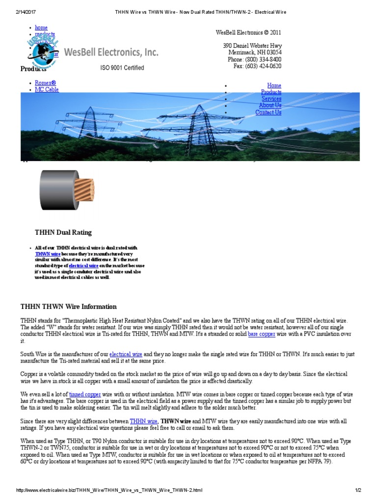 THHN Vs THWN 1 | PDF | Electrical Wiring | Electrical Conductor