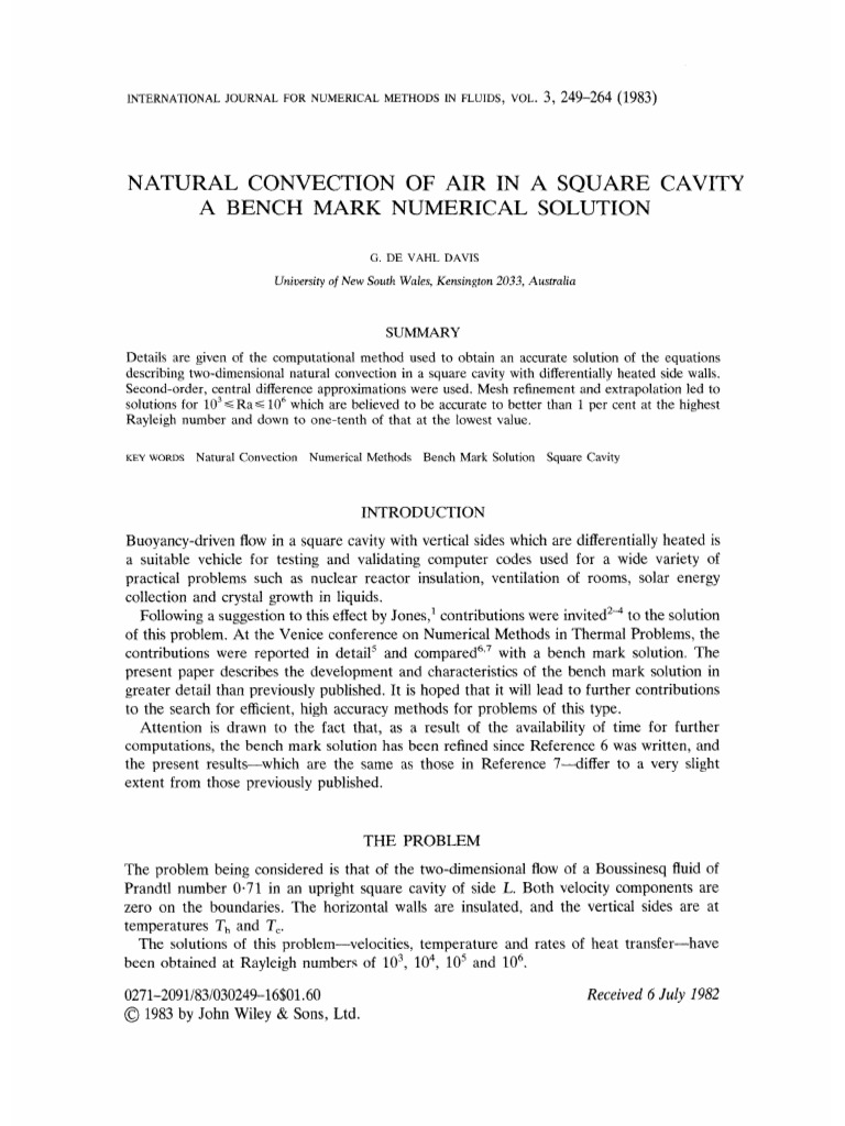 Vahl Davis Benchmark | PDF | Finite Difference | Numerical Analysis