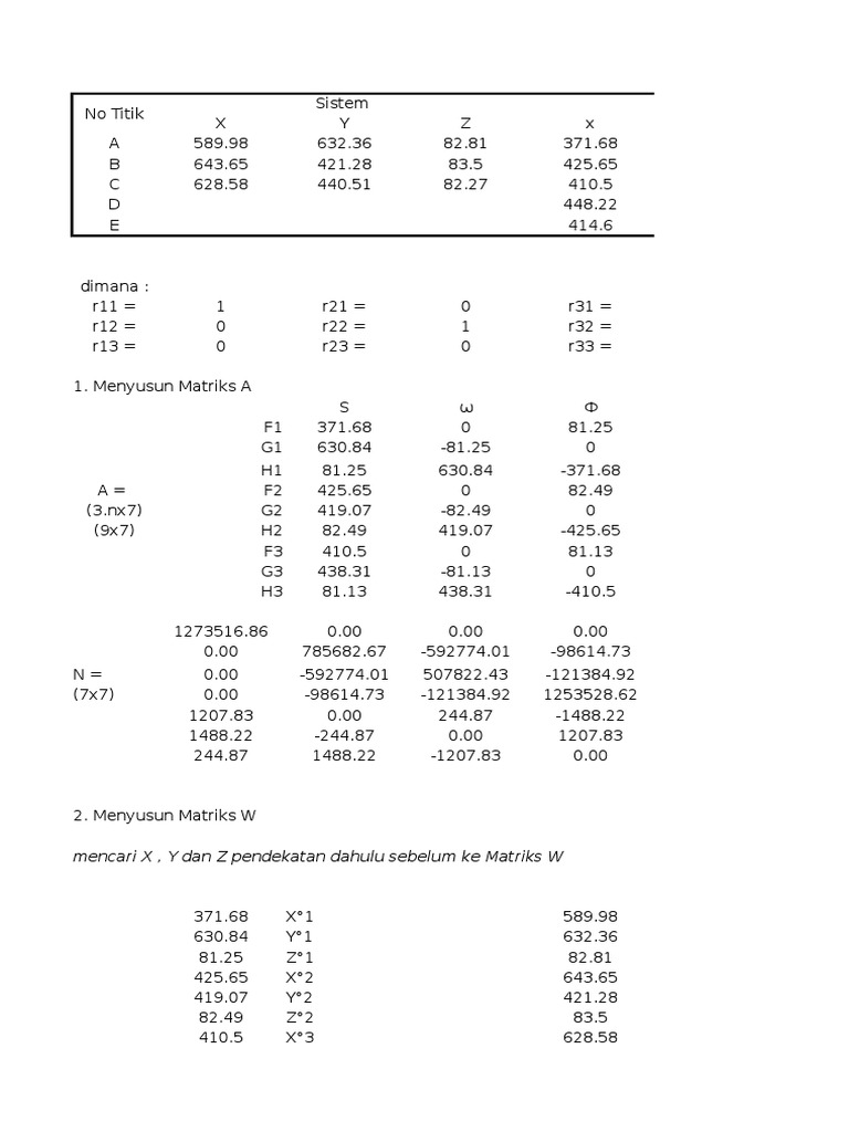 Mencari X, Y Dan Z Pendekatan Dahulu Sebelum Ke Matriks W | PDF | Teaching Methods & Materials