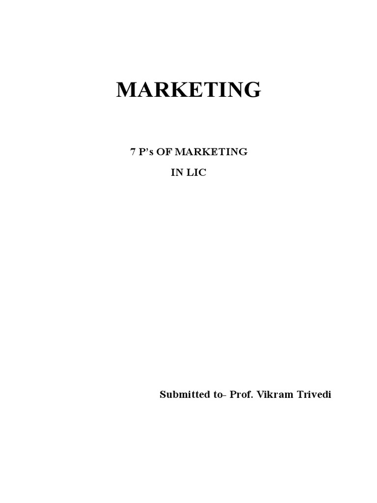 Marketing: 7 P'S of Marketing in Lic | PDF | Pricing | Marketing ...