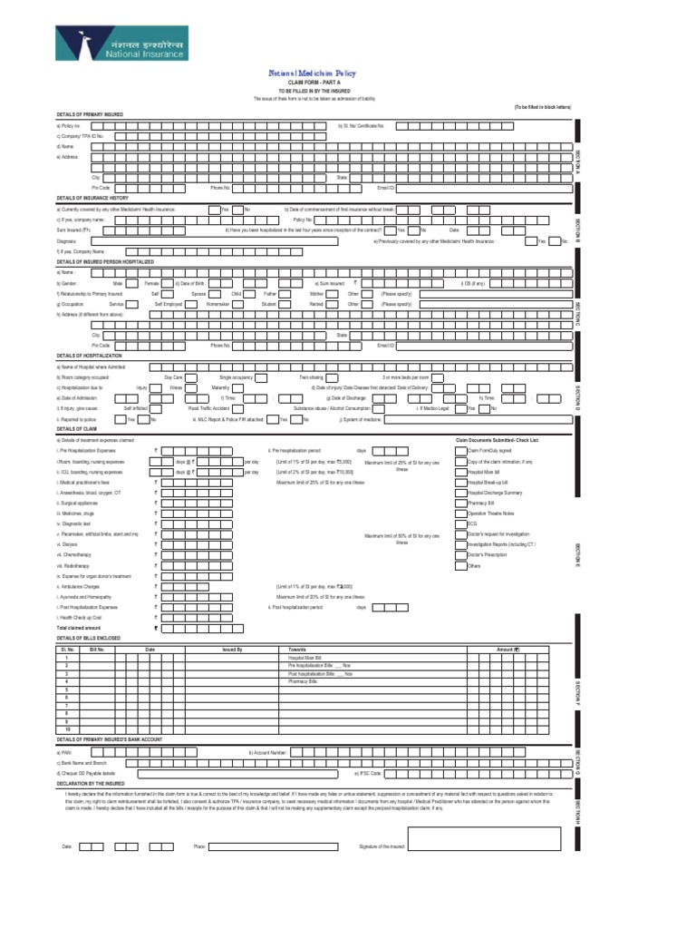 National Mediclaim Policy Claim Form - A Comprehensive Guide to Filing ...