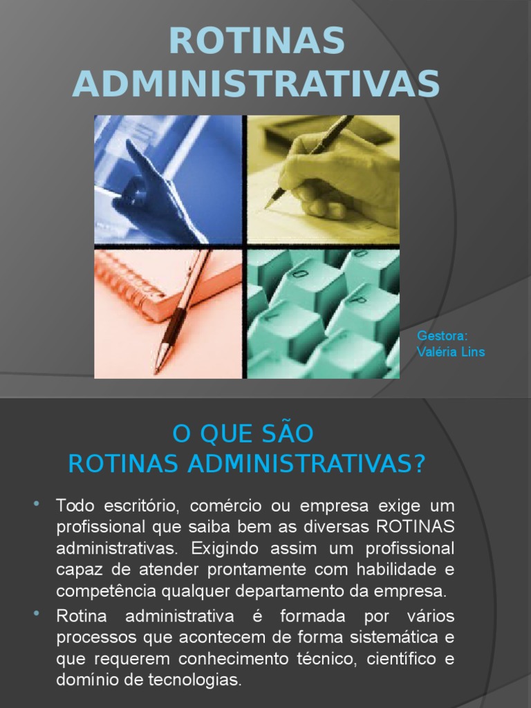 As rotinas administrativas: processos, documentos e departamentos | PDF ...