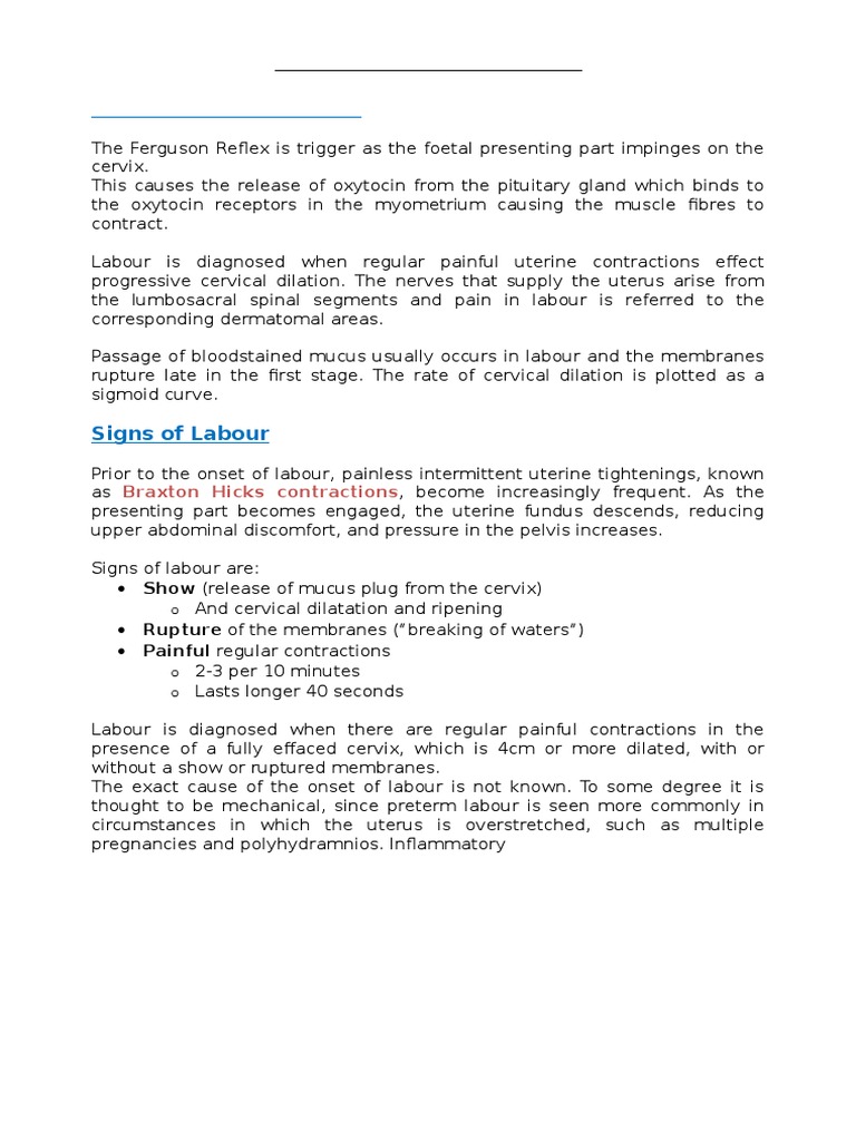 Medical School Notes: Labour | PDF | Childbirth | Uterus