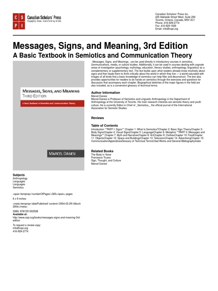 Messages, Signs, and Meaning, 3rd Edition | PDF | Semiotics | Anthropology