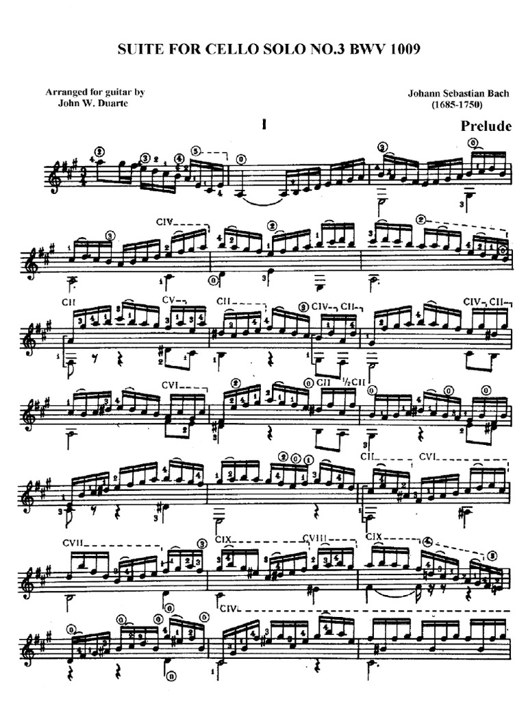 Cello Suite No.3 BWV 1009 (2) (Bach-Duarte) PDF | PDF