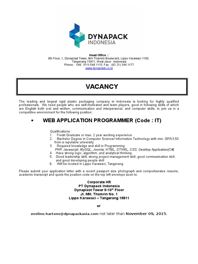 Application Programmer DNPI | PDF | Business | Computers