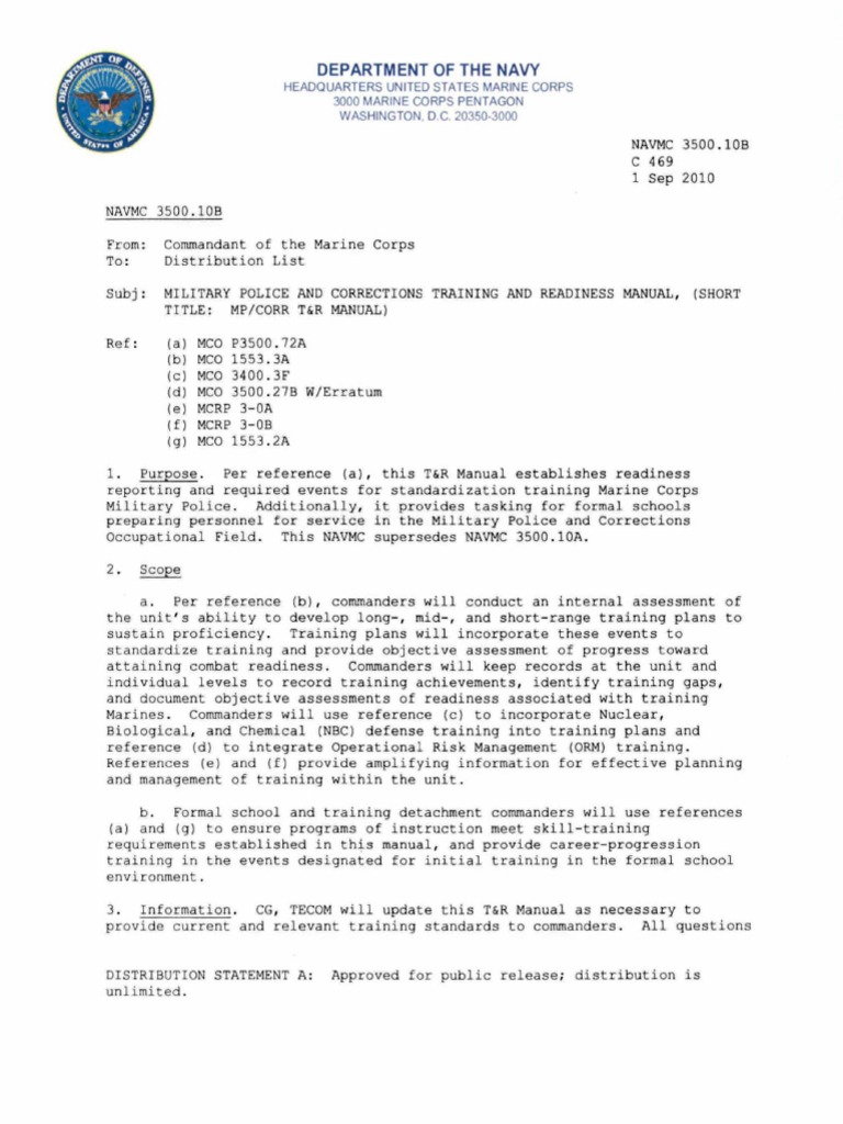 Navmc 3500.10B - 1 | PDF | United States Marine Corps | Cbrn Defense
