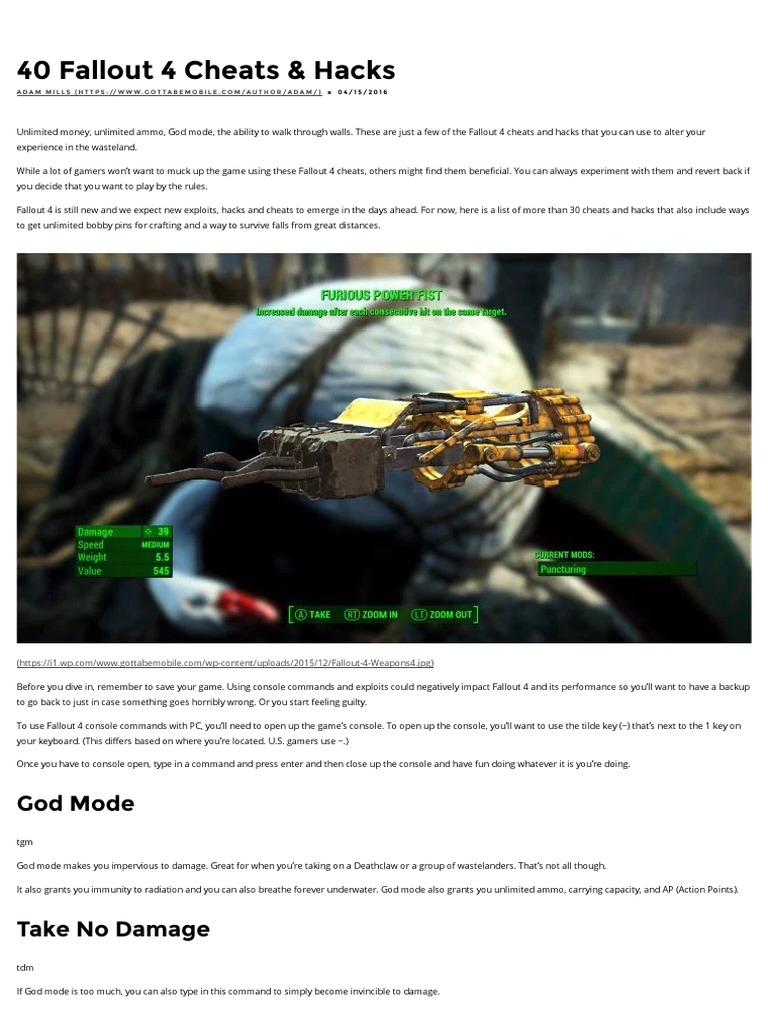 40 Fallout 4 Cheats & Hacks: God Mode