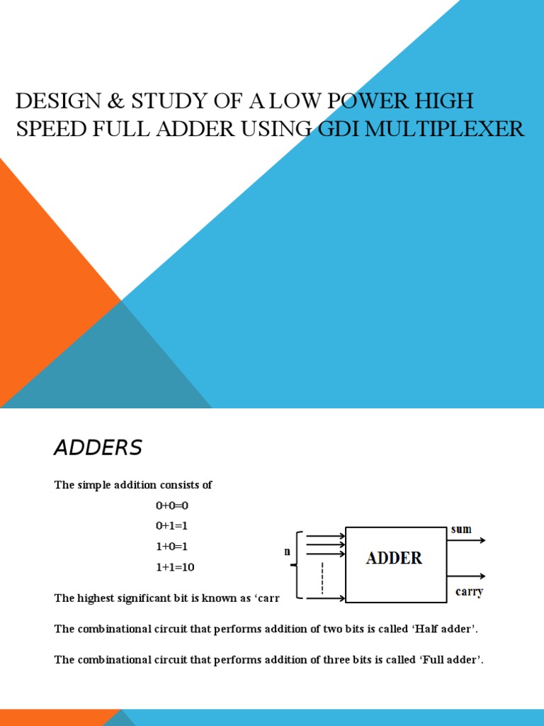 Low Power High-Speed Full Adder Design | PDF | Cmos | Digital Electronics