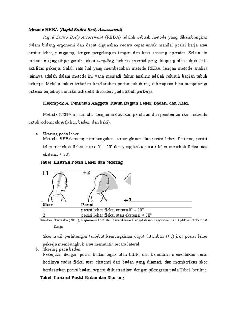 Metode REBA untuk Penilaian Ergonomi | PDF
