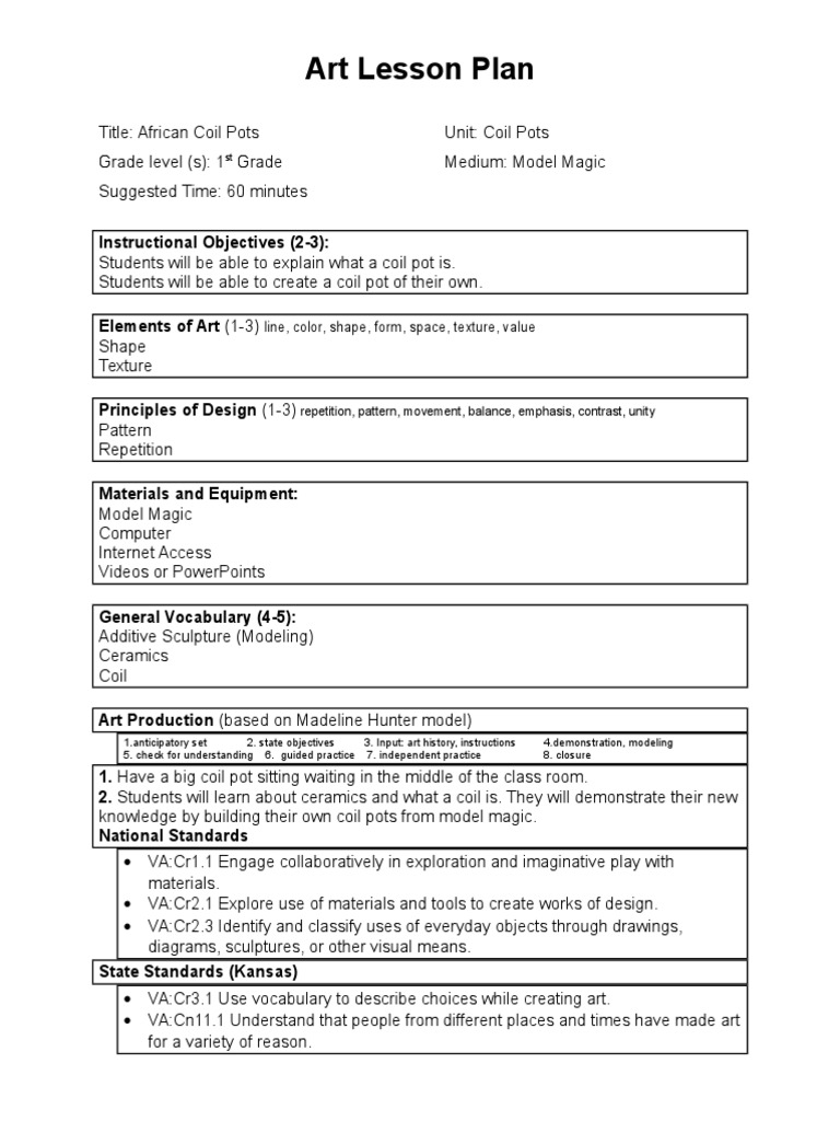 Coil Pot Lesson Plan | PDF | Lesson Plan | Neuropsychological Assessment