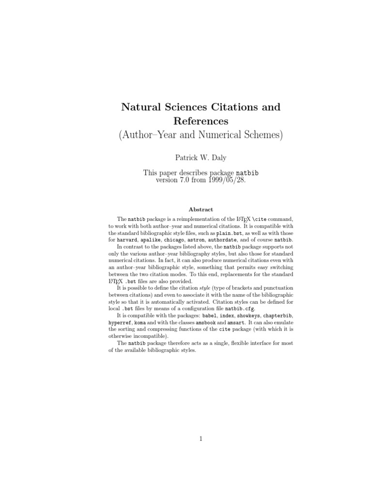 Natural Sciences Citations and References (Author-Year and Numerical ...