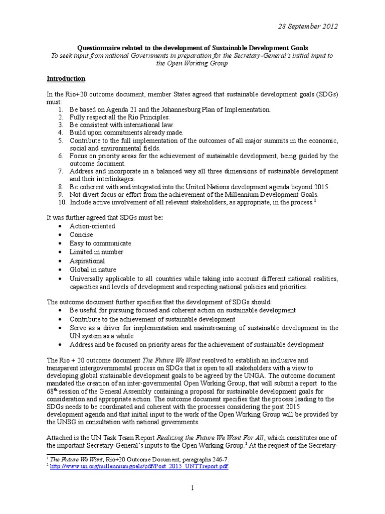 1360questionnaire SDGs Final 2809 | PDF | Sustainability | Sustainable Development