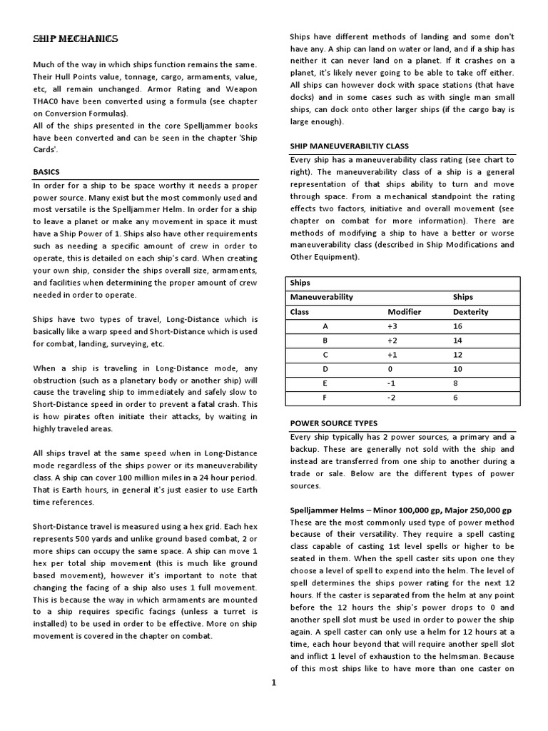 Spelljammer 5E Conversion (Shorter) | PDF | Ships | Dwarf (Dungeons & Dragons)