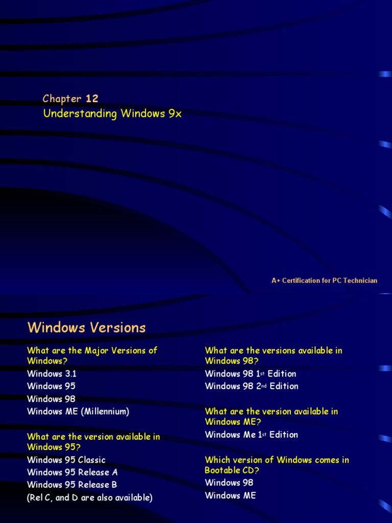 Chpt12a Understanding Windows 9x | PDF | Windows Registry | Computing Platforms