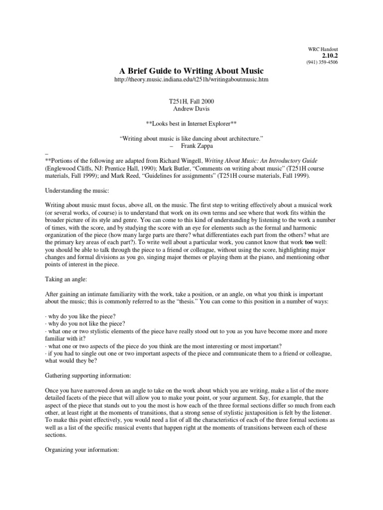 Writing About Music | Elements Of Music | Musicology