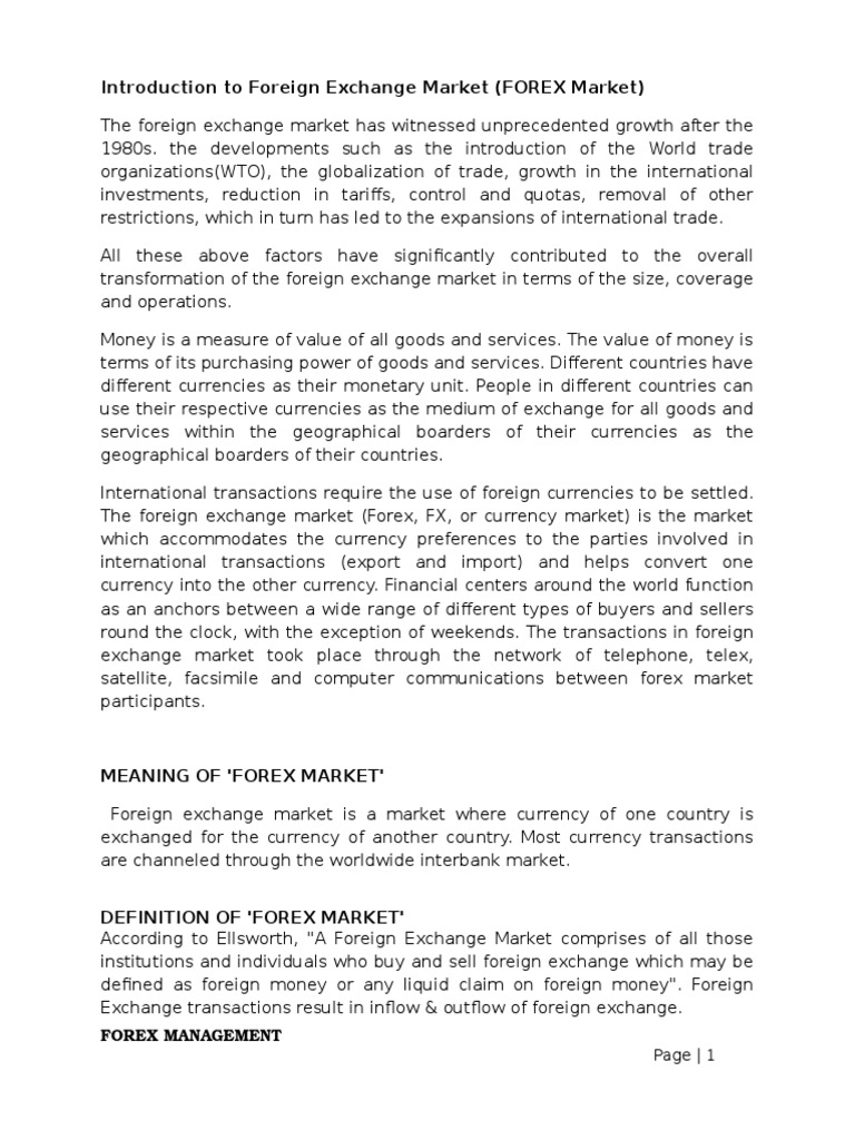 Introduction To Forex Management | PDF | Foreign Exchange Market ...