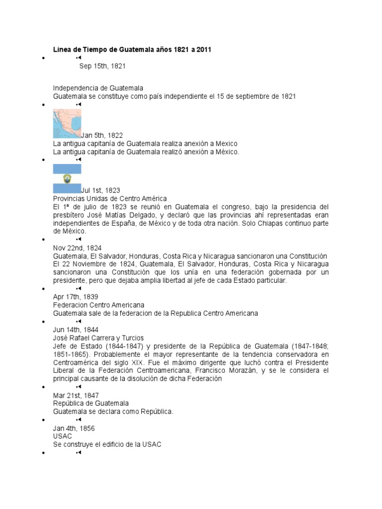 Linea de Tiempo de Guatemala Años 1821 A 2011 | PDF | Guatemala ...
