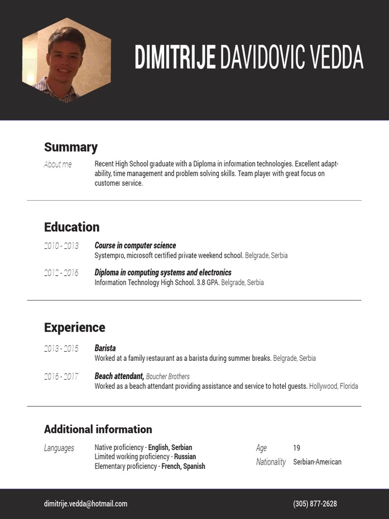 Dimitrije Davidovic Vedda: About Me | PDF | Career & Growth