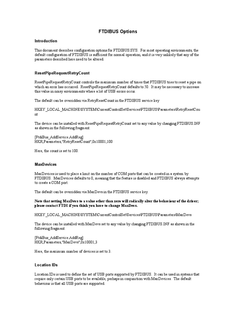 Ftdibus Options | PDF | Usb | Device Driver