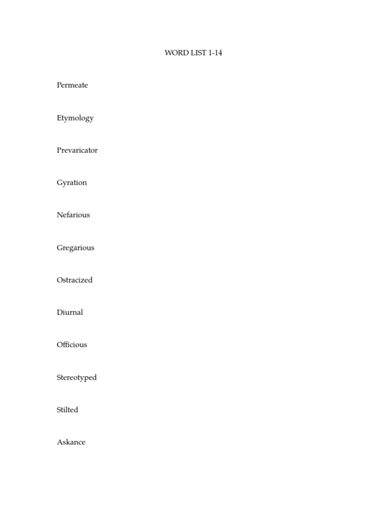 Word List 01 | PDF | Language Arts & Discipline