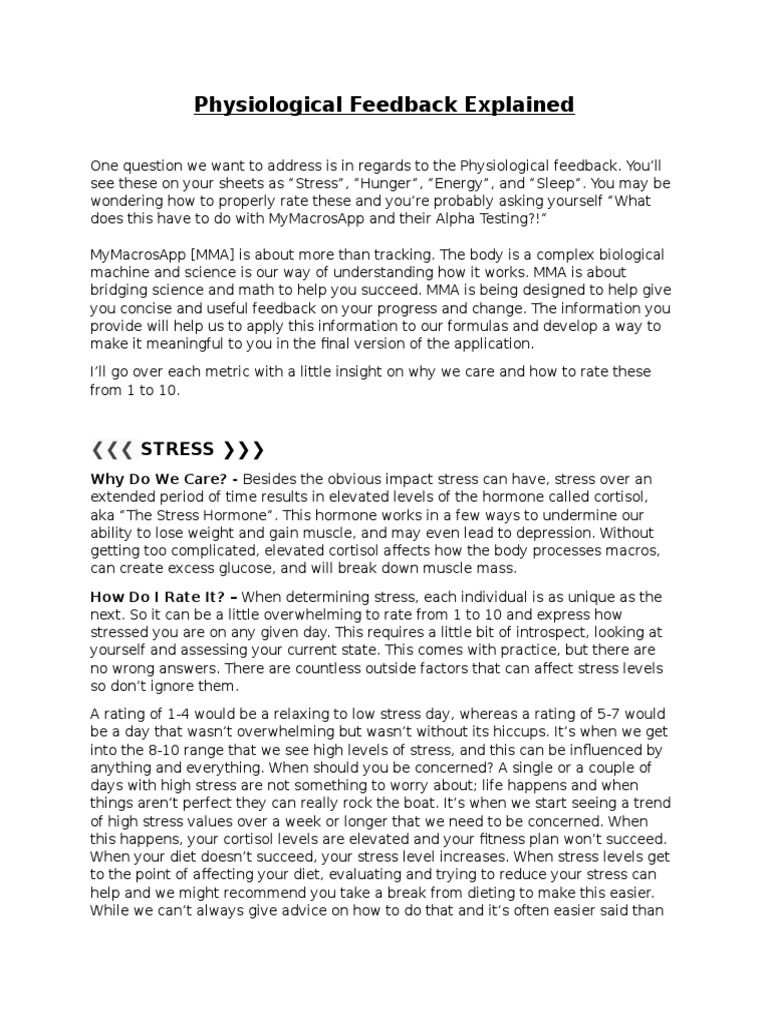 Physiological Feedback Explained | PDF | Sleep | Stress (Biology)