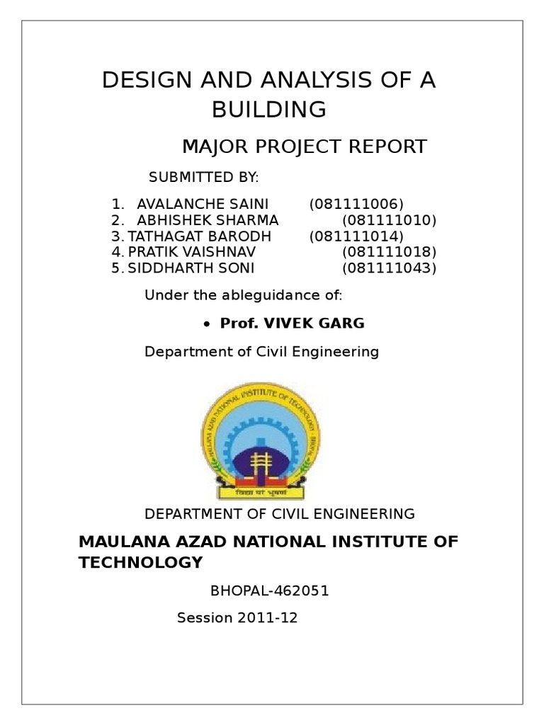Design and Analysis of A Building: Major Project Report | PDF | Graphical User Interfaces ...
