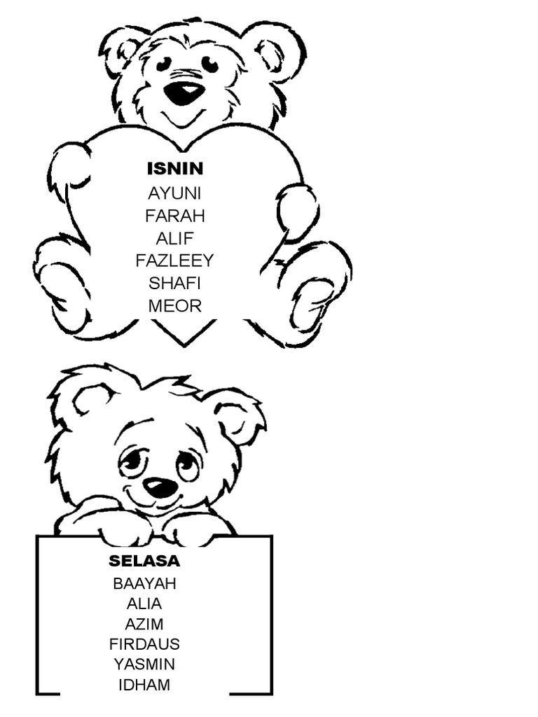 Isnin Ayuni Farah Alif Fazleey Shafi Meor: Selasa Baayah Alia Azim ...