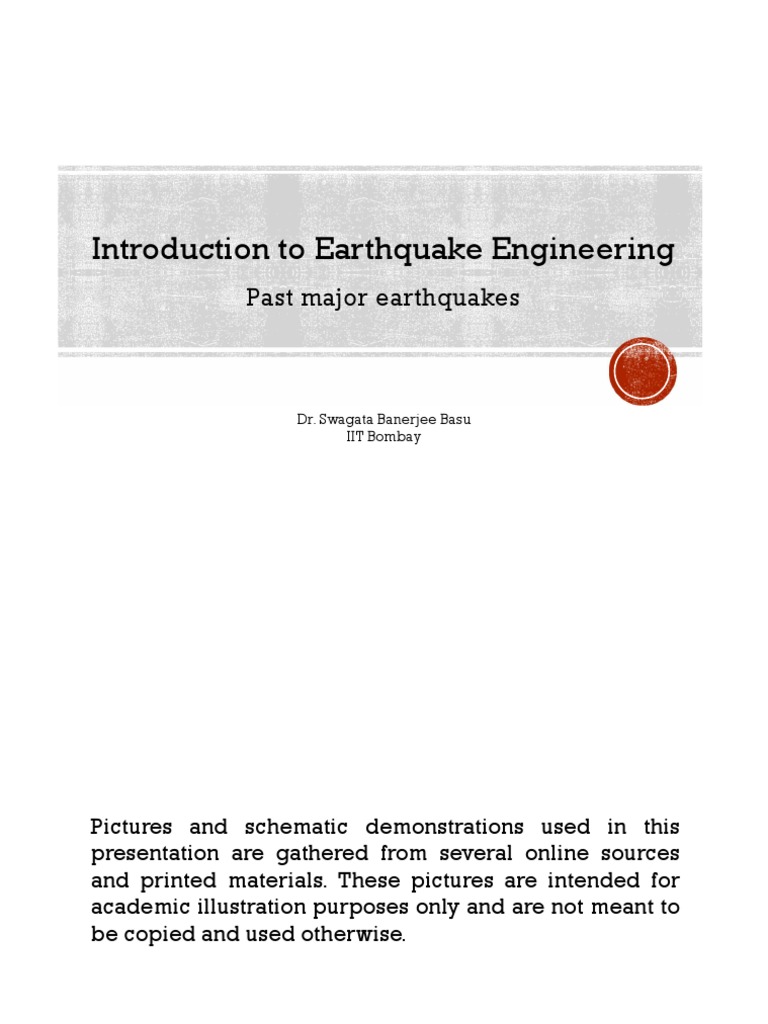 Introduction To Earthquake Engineering: Past Major Earthquakes | PDF ...
