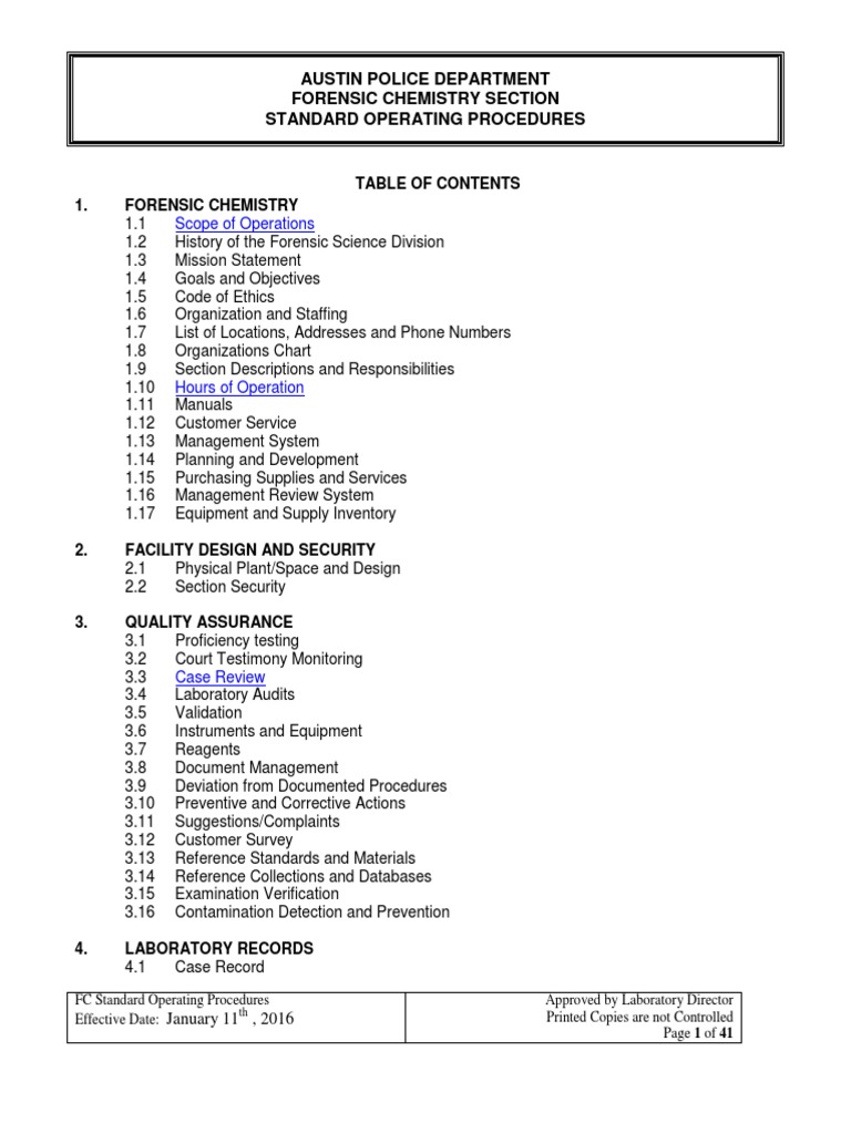 Forensic Chemistry Section - Standard Operating Procedures APD 2016 PDF ...