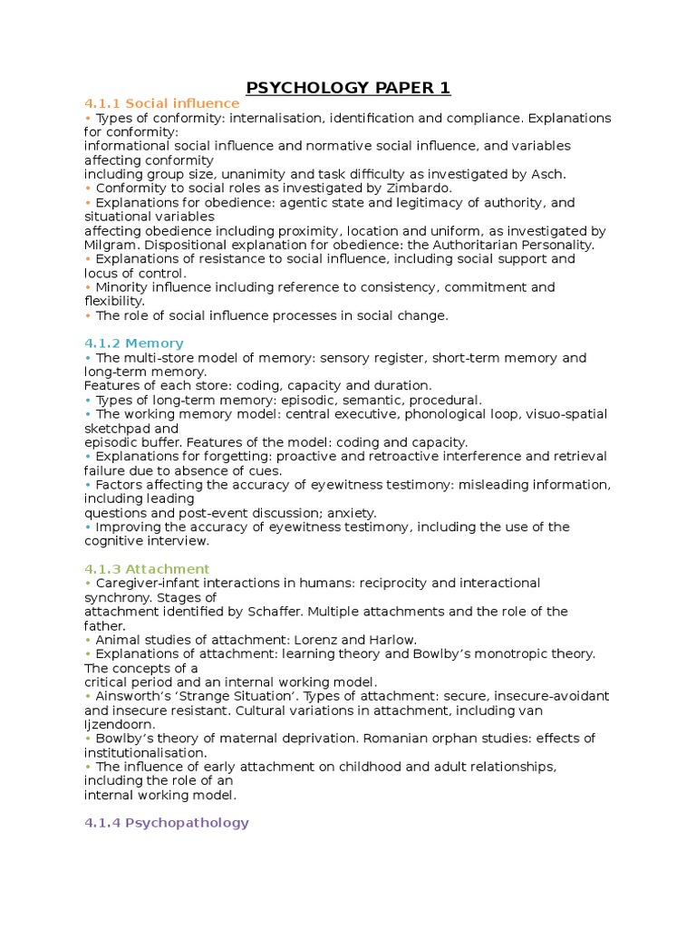 Psychology Paper 1: 4.1.1 Social Influence | PDF | Validity (Statistics ...