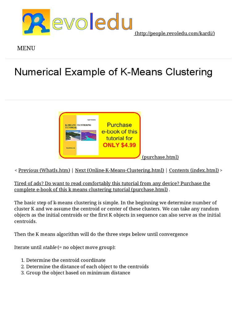 K-Means Clustering - Numerical Example | PDF | Distance | Cluster Analysis